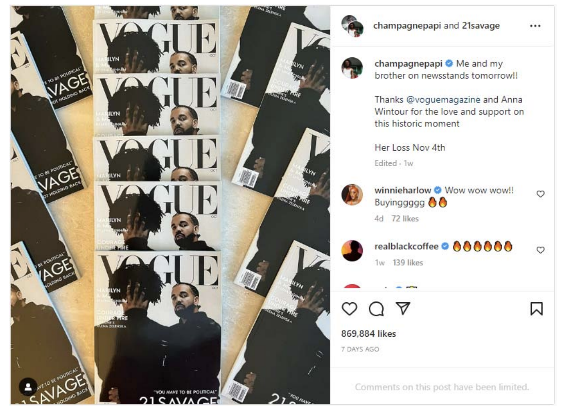 VOGUE VS DRAKE Y 21 SAVAGE - Enrique Ortega Burgos